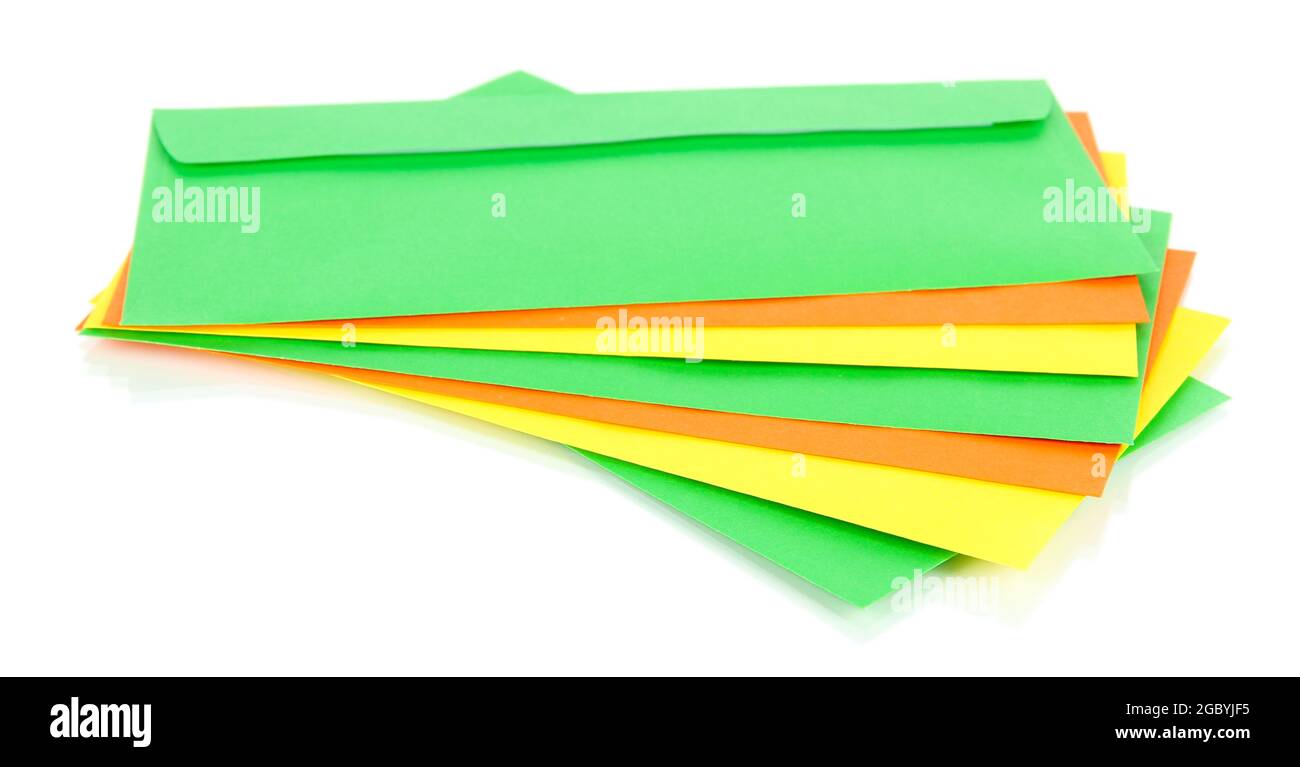 Colorful envelopes isolated on white Stock Photo - Alamy