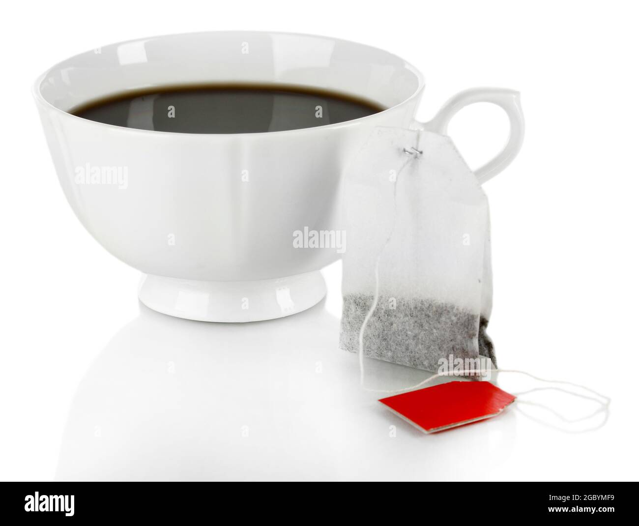 Cup of tea with tea bag solated on white Stock Photo - Alamy