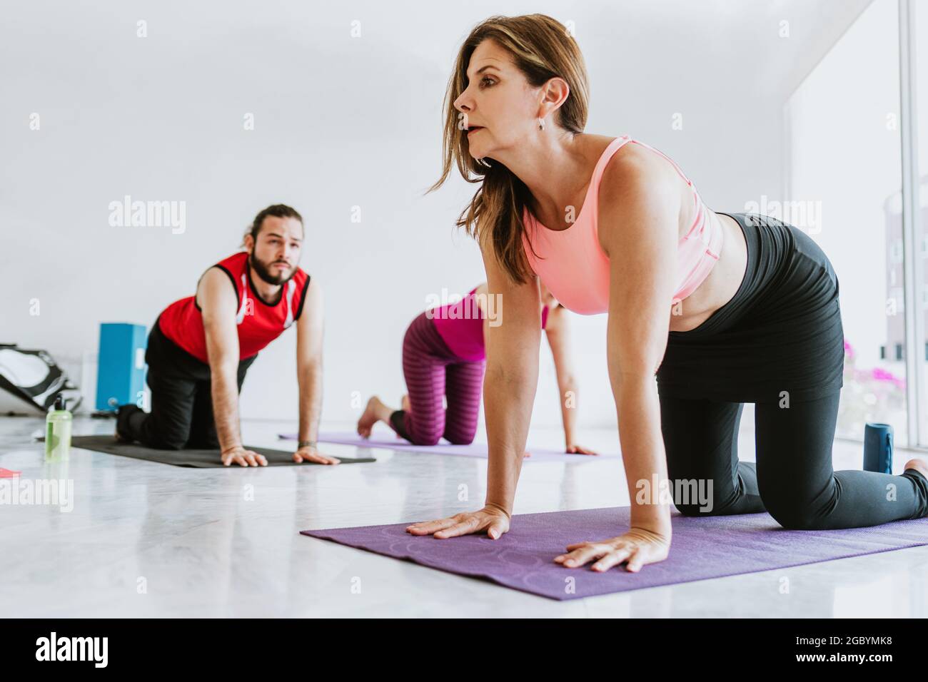 Hispanic woman yoga exercise hi-res stock photography and images - Alamy