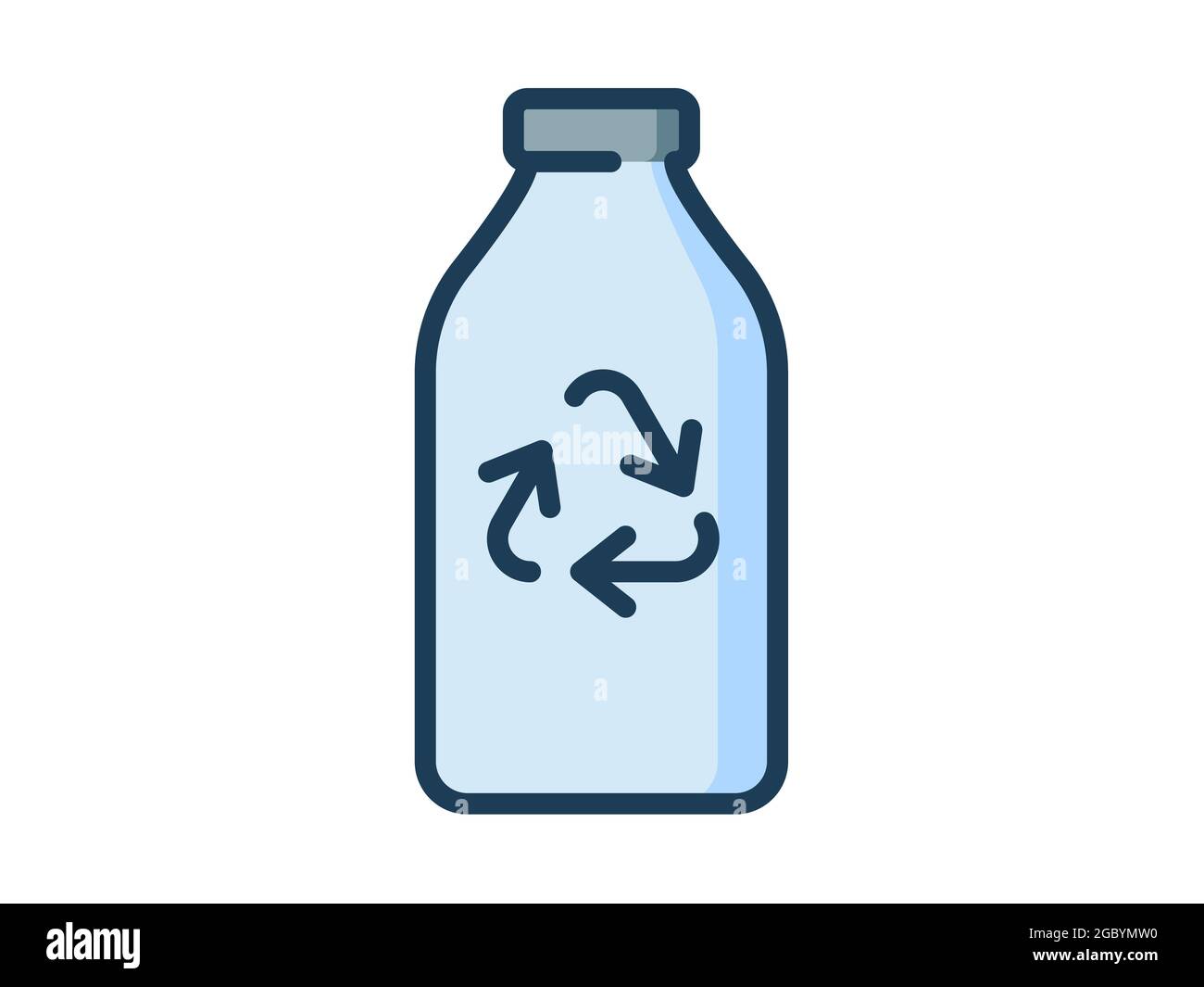 bottle recycle reuse single isolated icon with filled line style vector ...