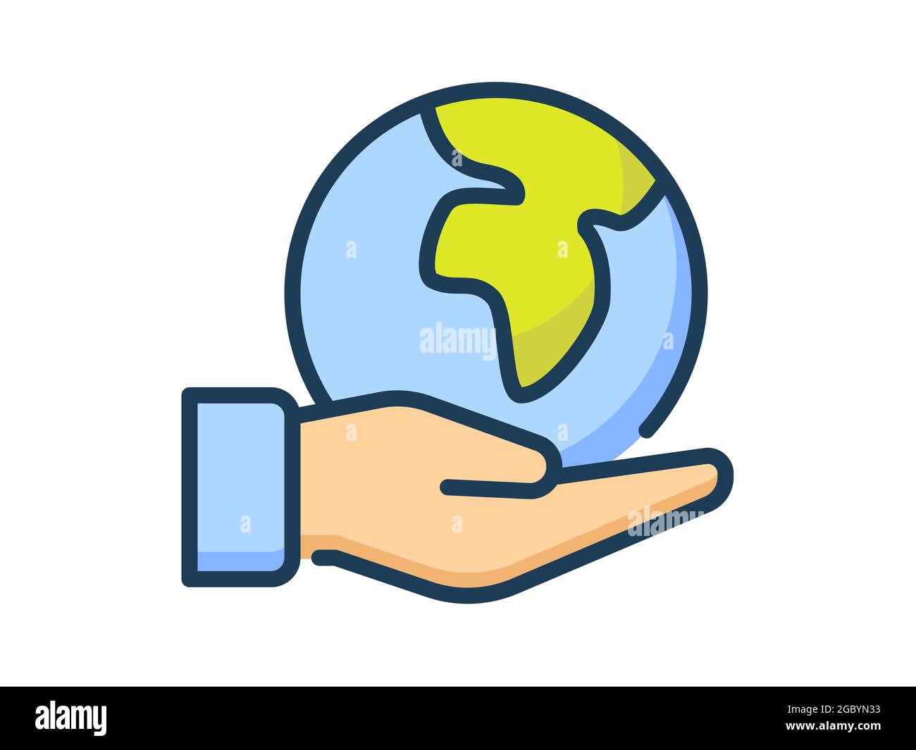 save planet earth nature ecology environment hand single isolated icon ...