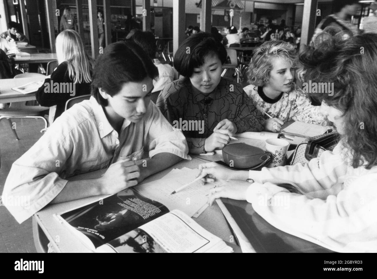 Austin Texas USA, circa 1993: Male and female high school students ...
