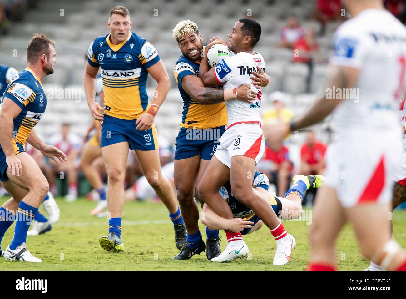 SYDNEY, AUSTRALIA - FEBRUARY 18: Makahesi Makatoa of the Eels tackles ...