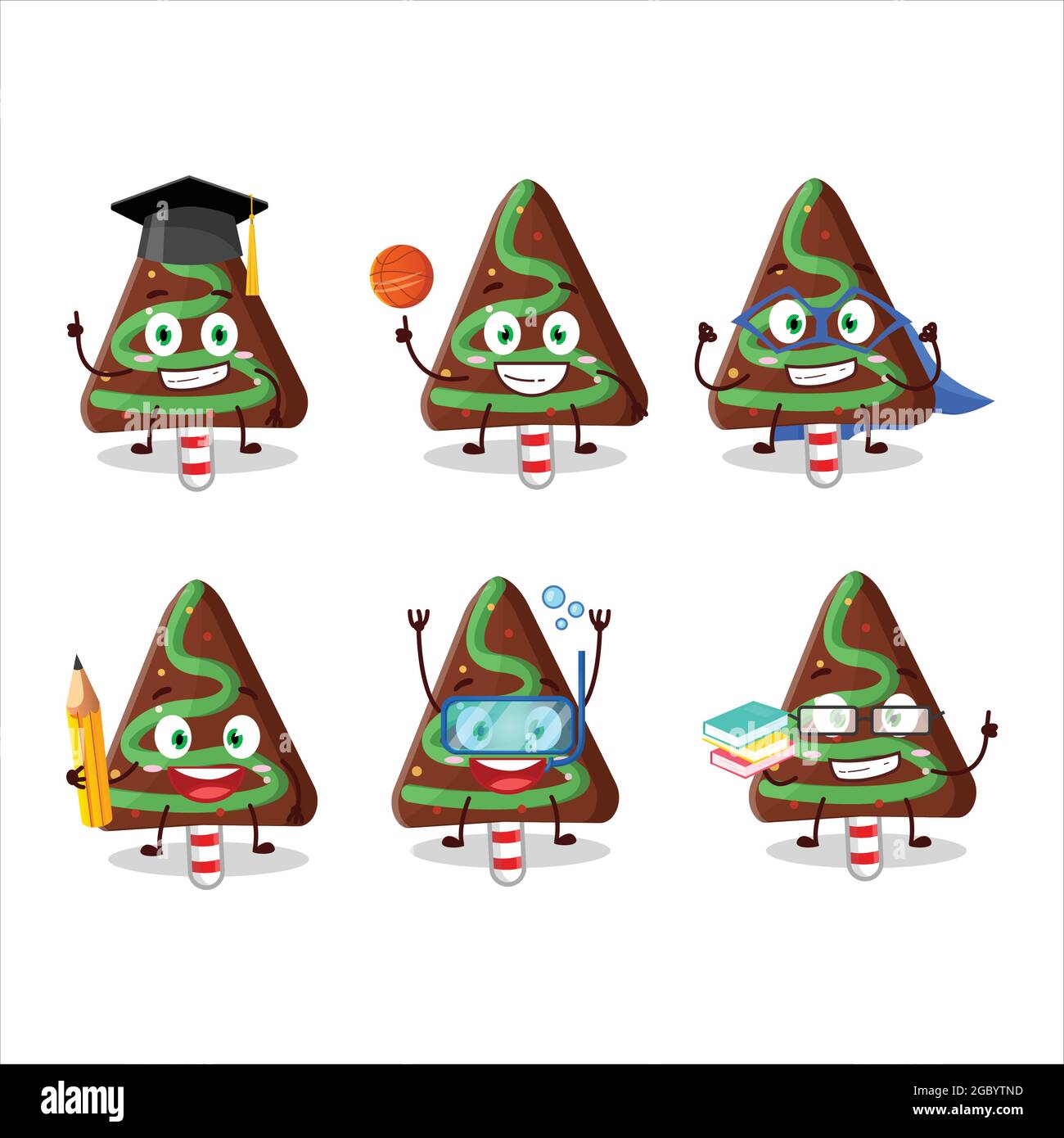 School student of candy chocolate christmas cartoon character with ...