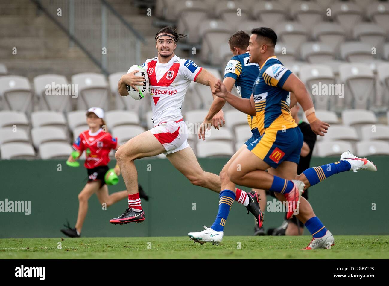 SYDNEY, AUSTRALIA - FEBRUARY 18: Cody Ramsey of the Dragons runs the ...