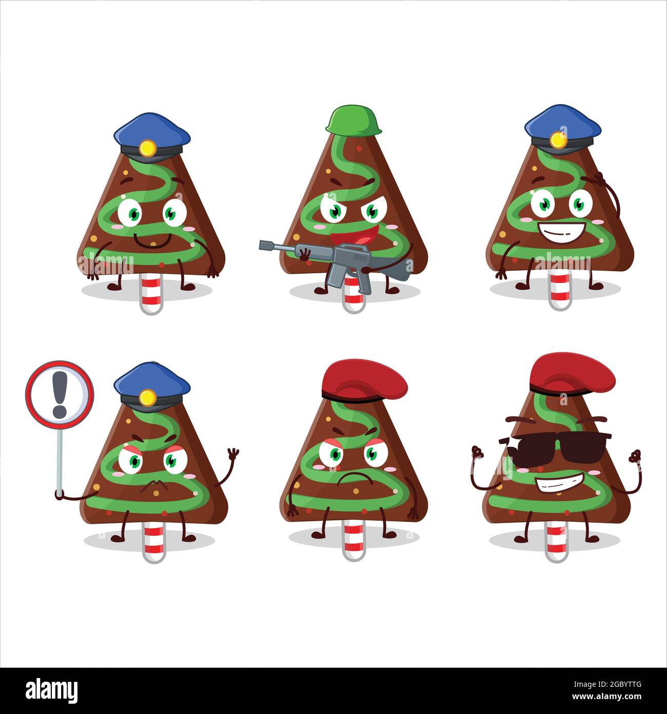 A dedicated Police officer of candy chocolate christmas mascot design ...