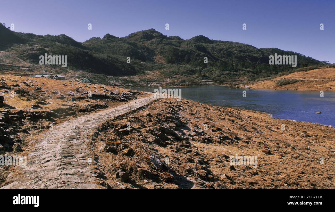 dusty path is going towards beautiful PT tso lake, Tawang, Arunachal ...