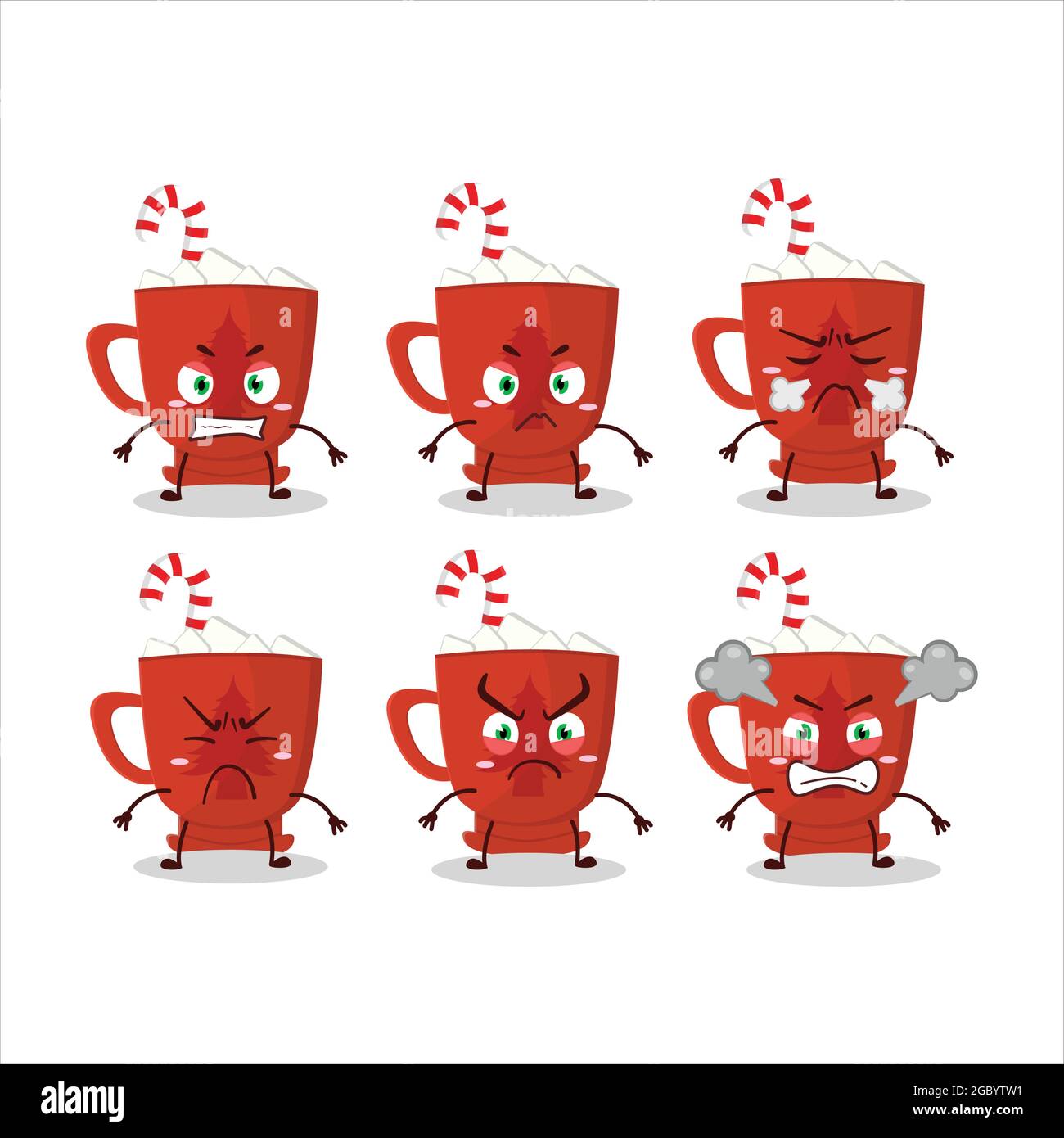 Milk with glass tree christmas cartoon character with various angry ...