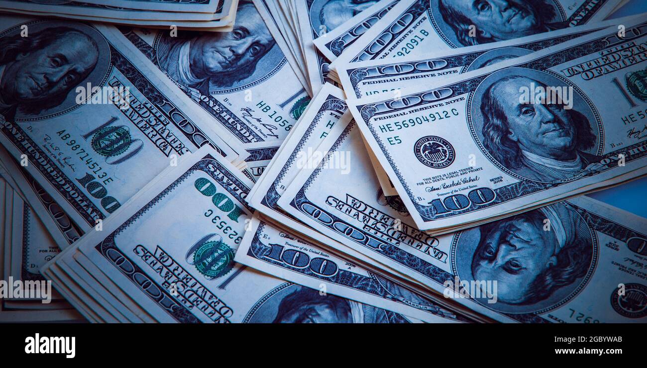Cash of hundred dollar bills, dollar background image. One hundred US ...