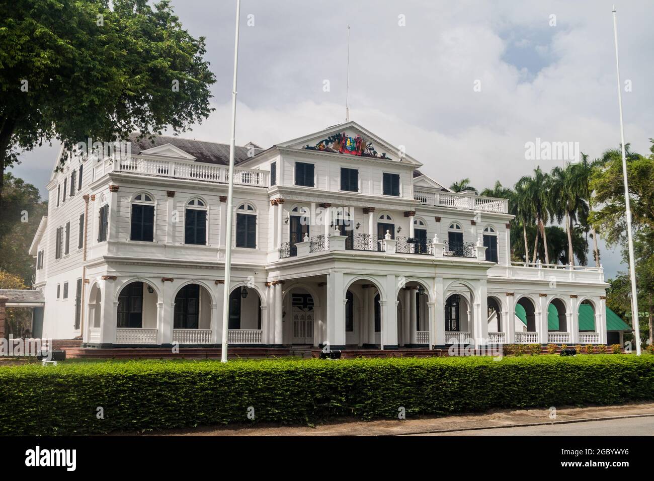PARAMARIBO, SURINAME - AUGUST 5, 2015: Presidential palace in ...