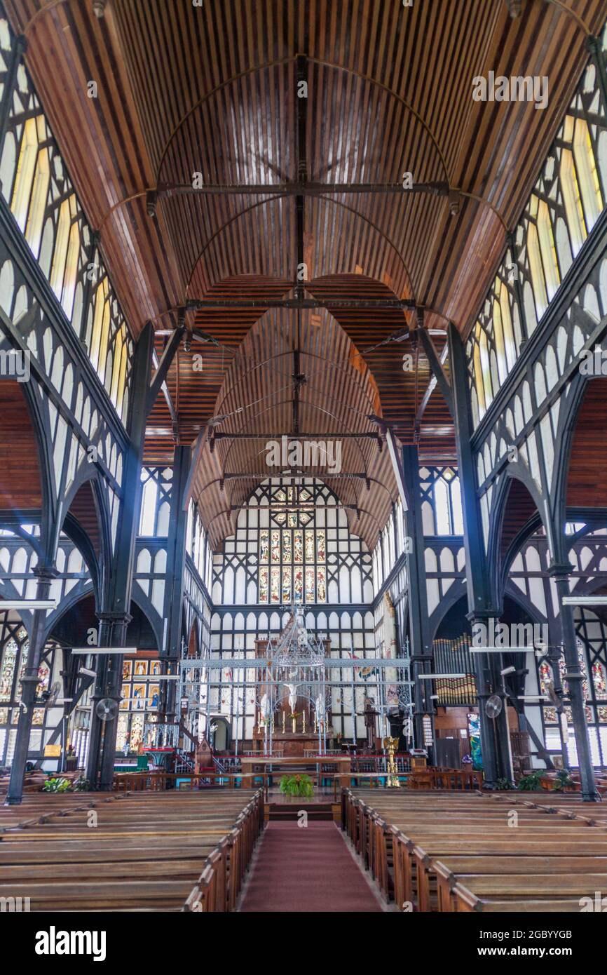 GEORGETOWN, GUYANA - AUGUST 10, 2015: Interior of St George's cathedral ...