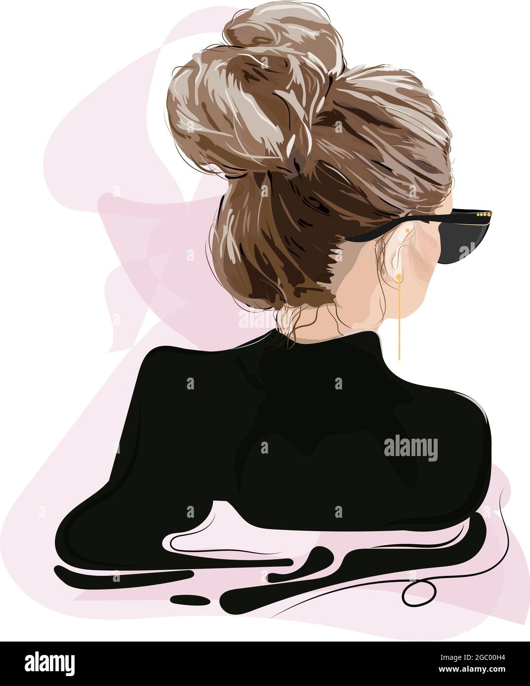 Hair bun illustration back hi-res stock photography and images - Alamy