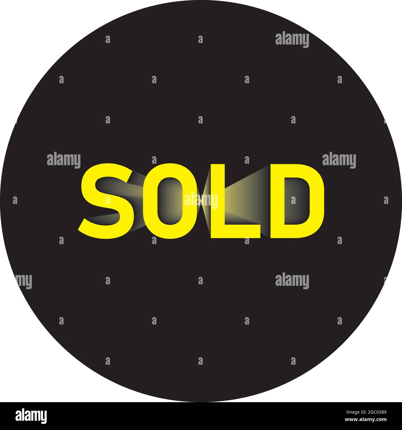 Sold Sign yellow on black circle with clack to yellow gradient designer ...