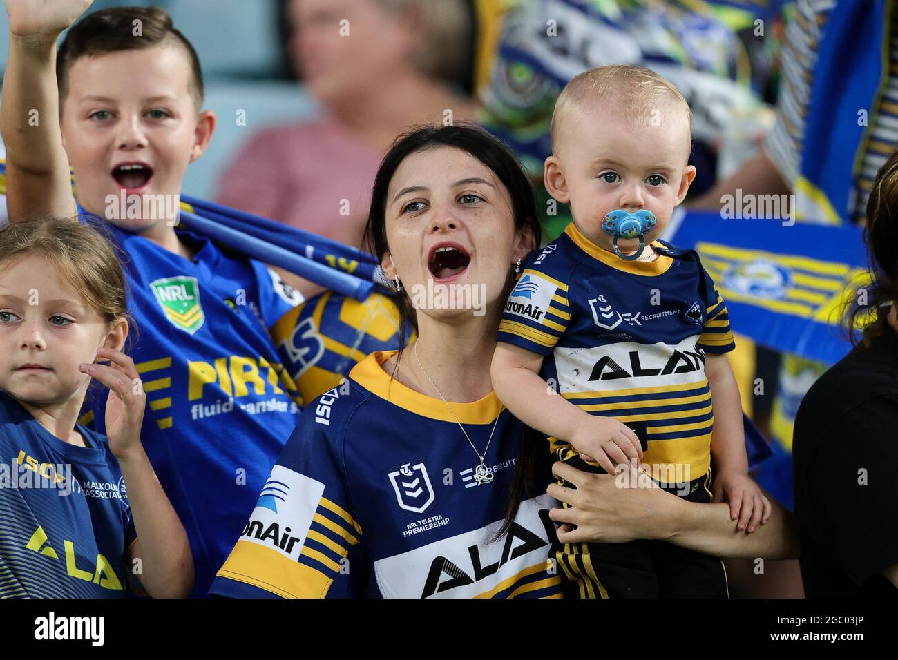 SYDNEY, AUSTRALIA - APRIL 05: Parramatta fans celebrate during the ...