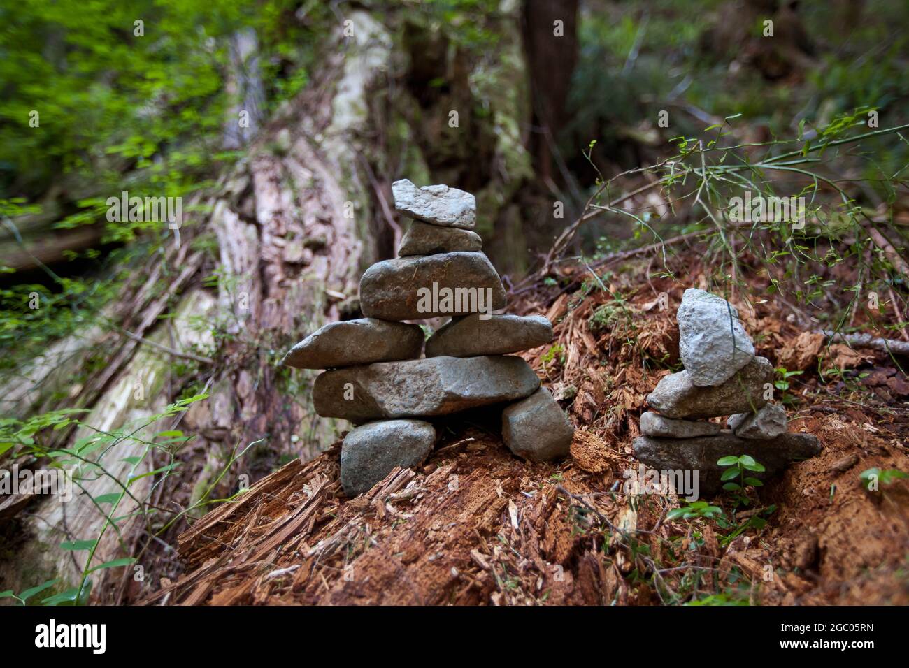Inukshuk rock statue along the hiking trail Stock Photo - Alamy