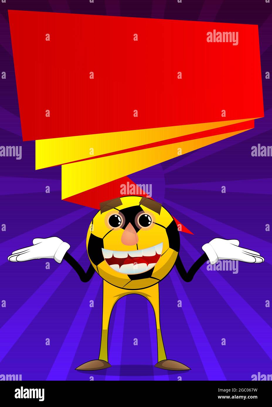 Soccer ball shrugs shoulders expressing don't know gesture. Traditional ...