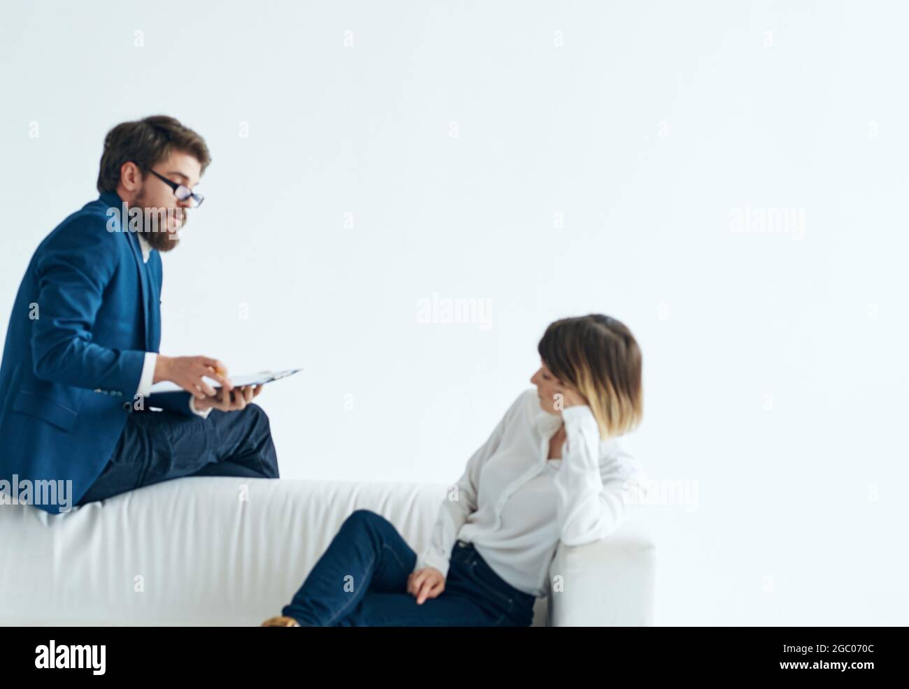 business man and woman work office communication team Stock Photo - Alamy