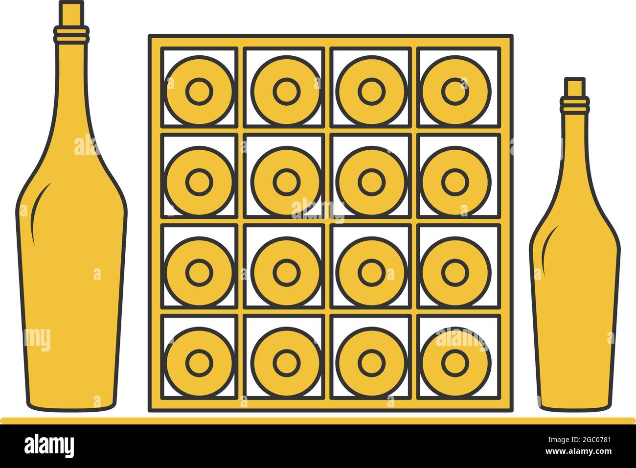Vector illustration Wine bottles, Wine storage Harvest Festival. Liquor ...