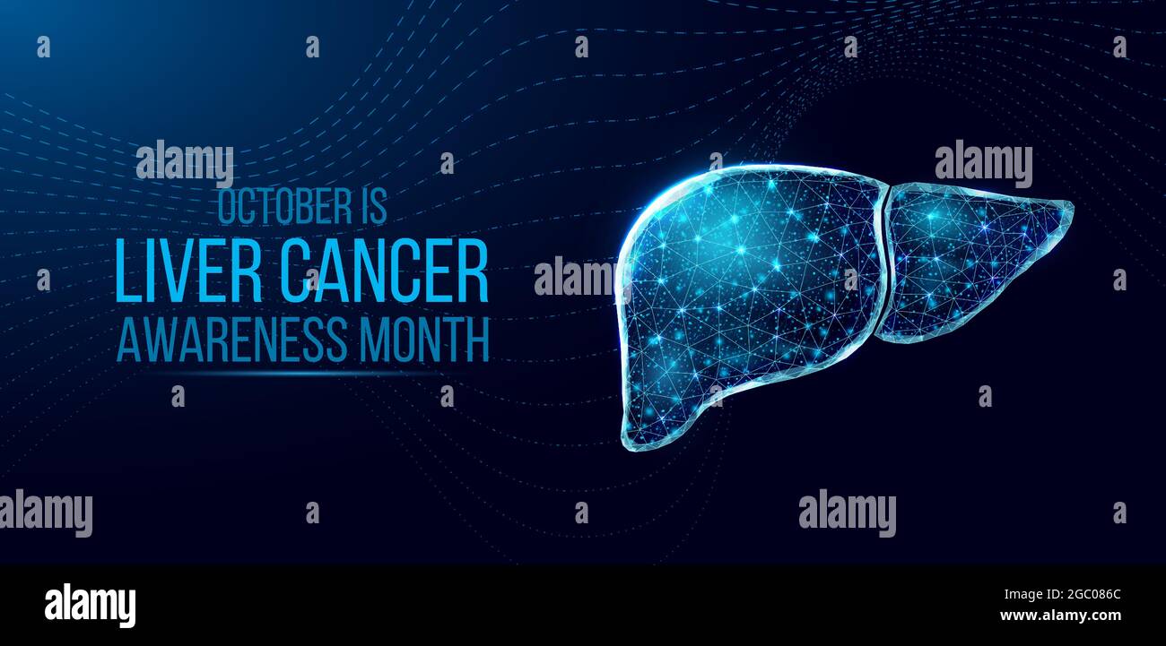 Liver cancer awareness month concept. Banner template with glowing low ...