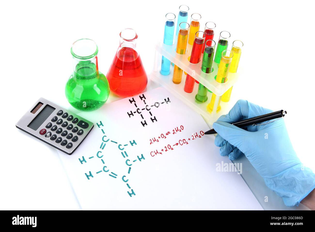Hand scientist writing formulas isolated on white Stock Photo - Alamy