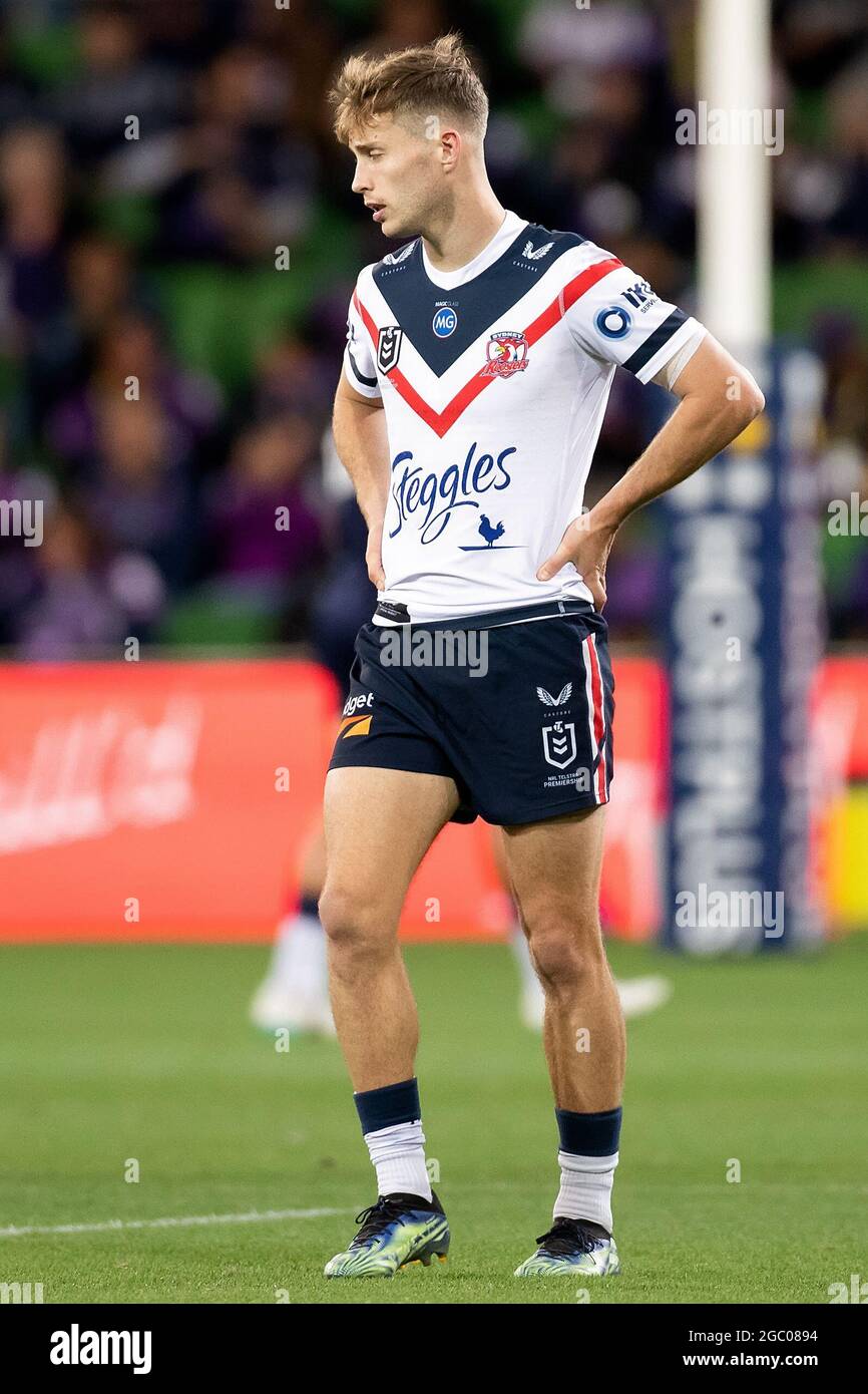 MELBOURNE, AUSTRALIA - APRIL 16: Sam Walker of the Roosters looks on ...