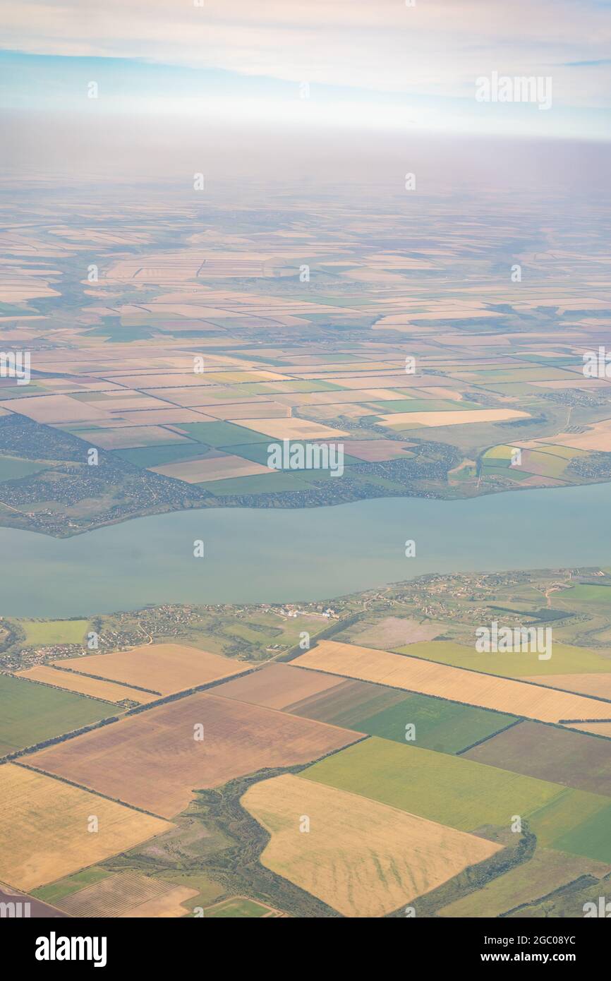 Window Birds Eye Bird Eye's View Landscape From Plane Window, Lots Of