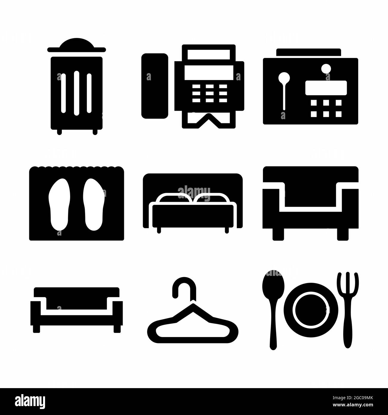 Vector Graphic of Hotel and Restaurant Set Icon Part 4 - Black Style ...