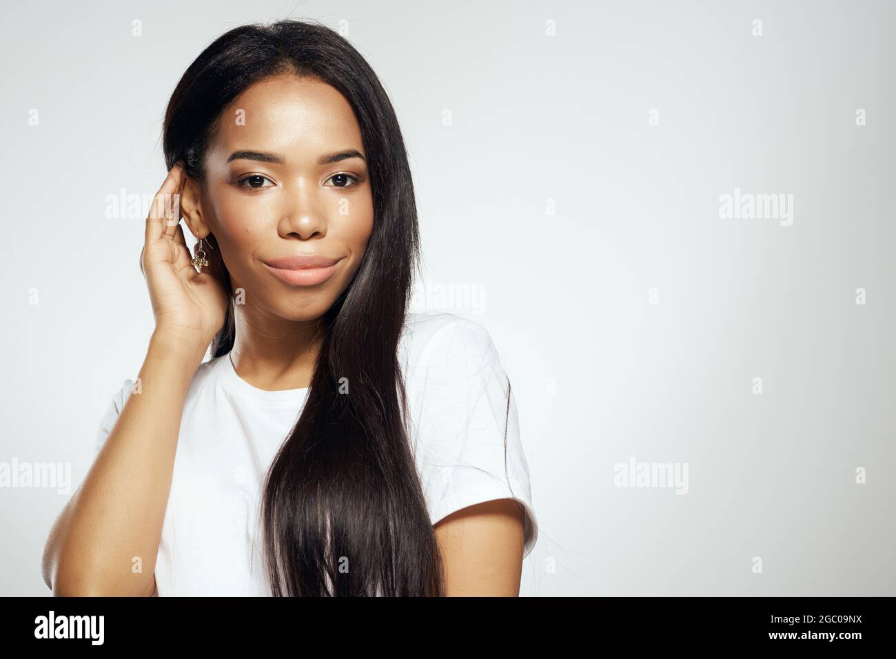 cute african jewelry earrings long hair Stock Photo - Alamy