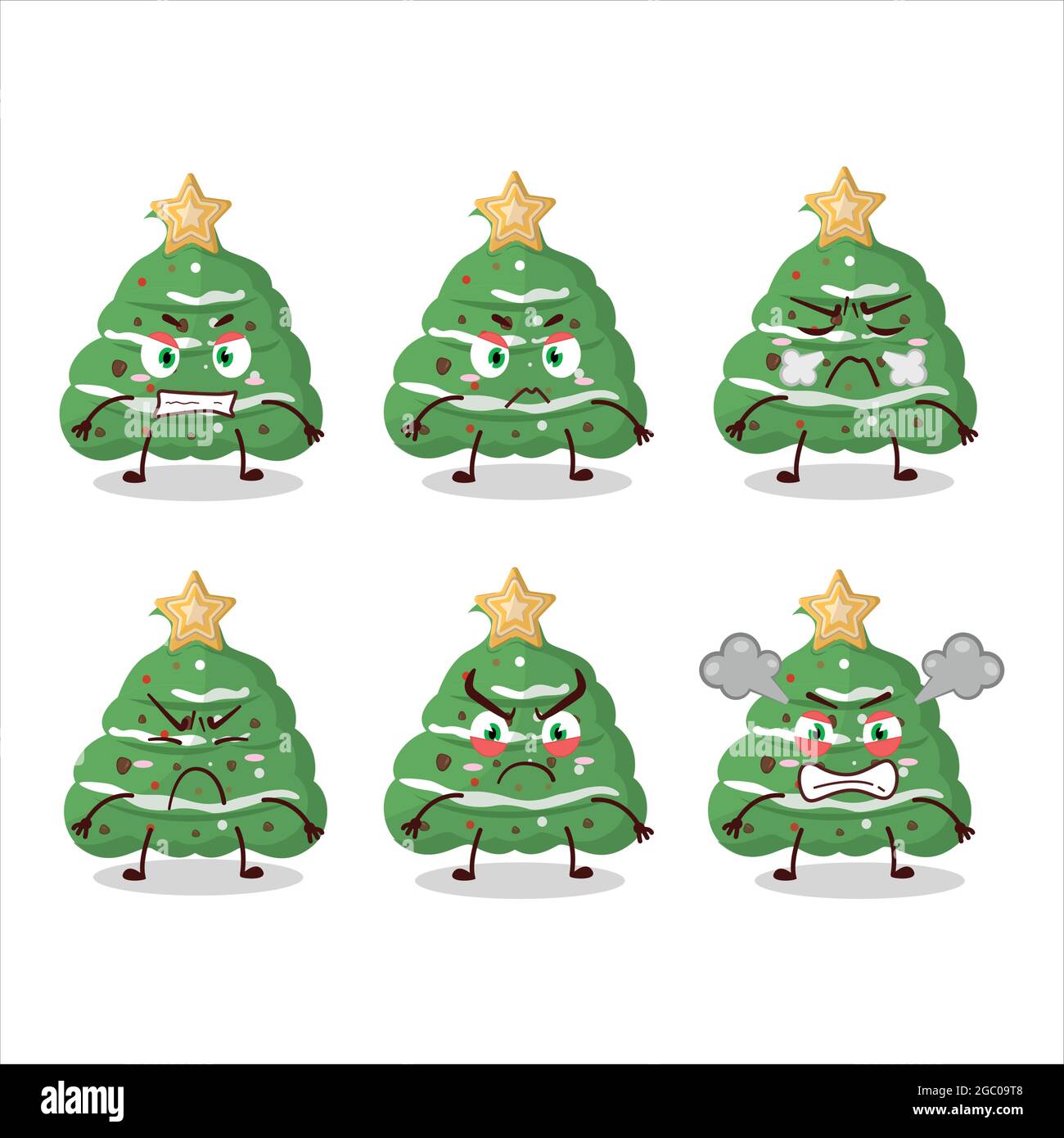 Buttercream christmas cartoon character with various angry expressions ...