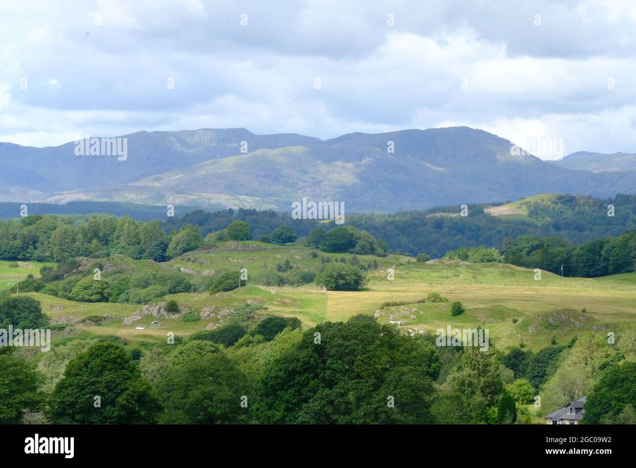 Landscape views of the Cumbrian hills, South Lakes in the Lake District ...