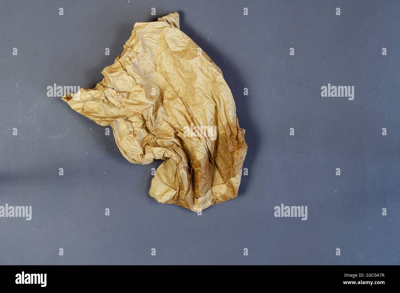 Dirty brown paper bag on a gray background. Paper bag used for packing ...