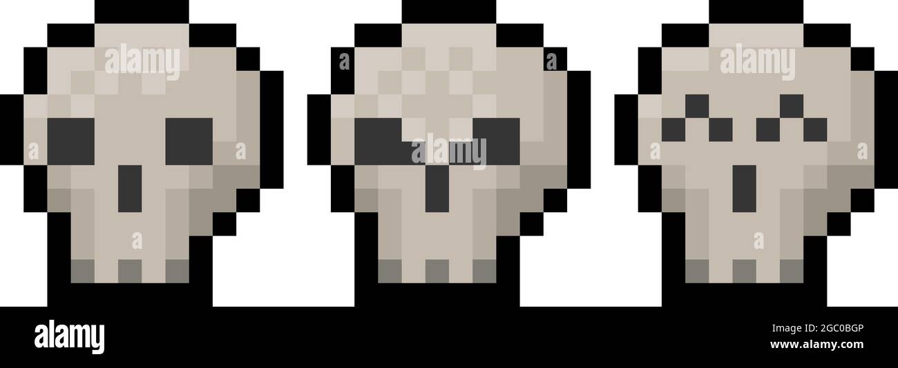 Skull pixel art head skeleton hi-res stock photography and images - Alamy