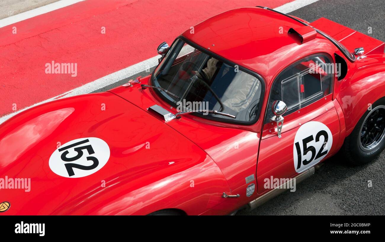 The Ginetta G4R of Sharon Adelman and George McDonald in the pit lane ...