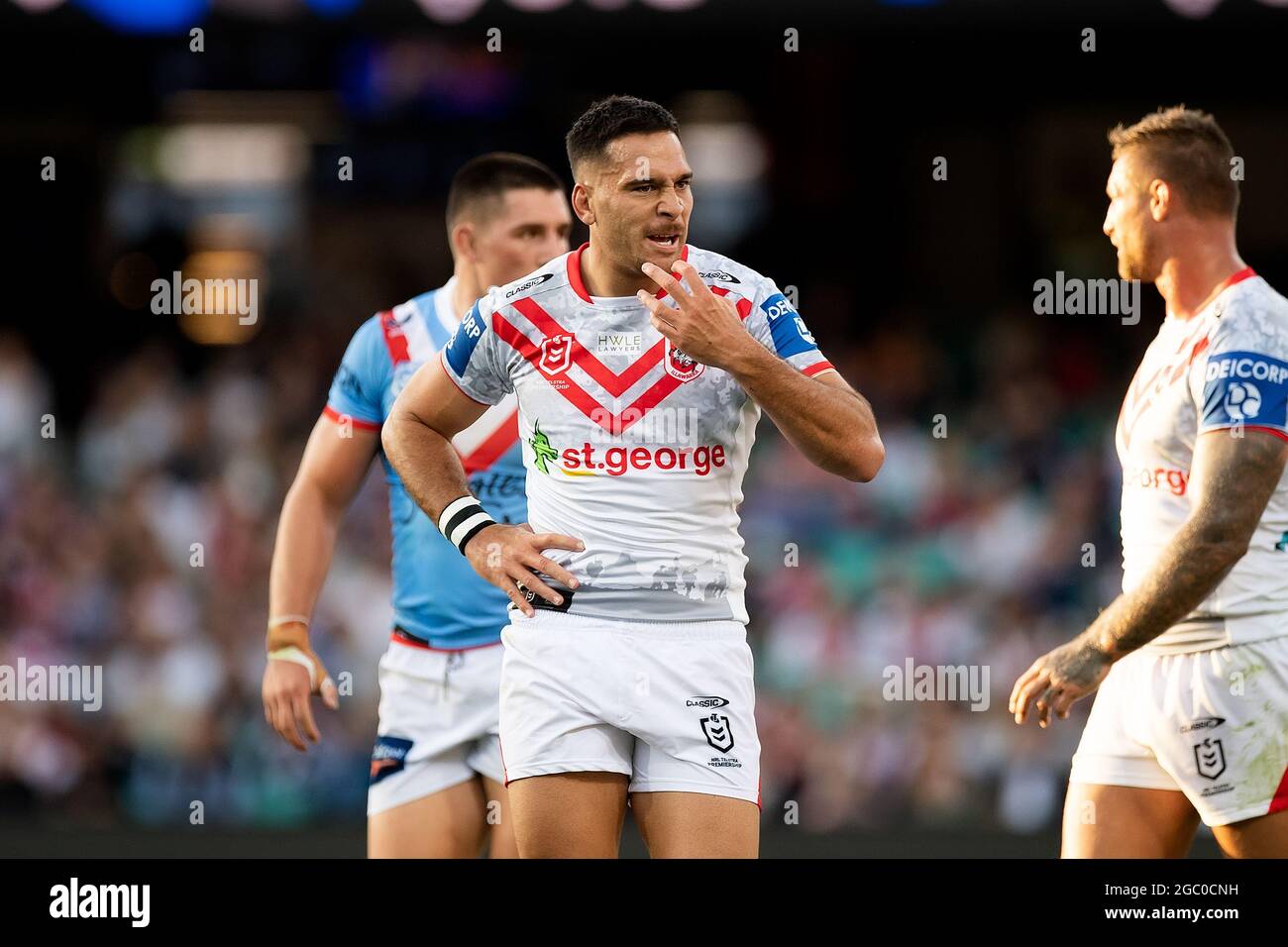 SYDNEY, AUSTRALIA - APRIL 25: Corey Norman of the Dragons looks on ...