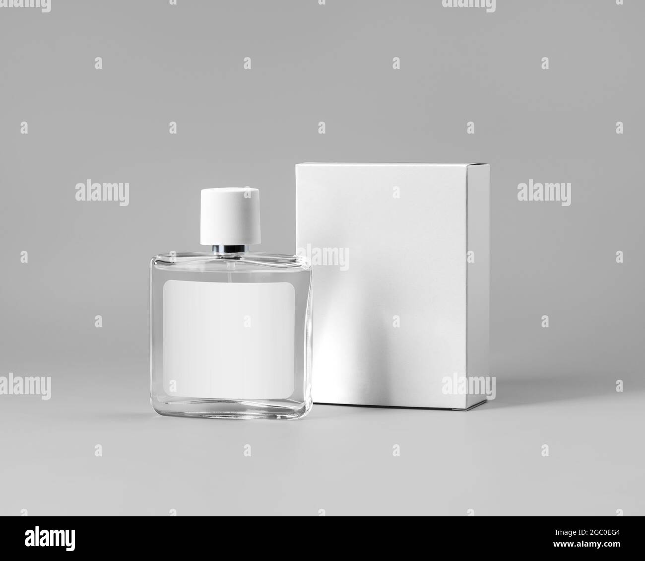 Stylish branded packaging mockup, white cardboard box, transparent ...