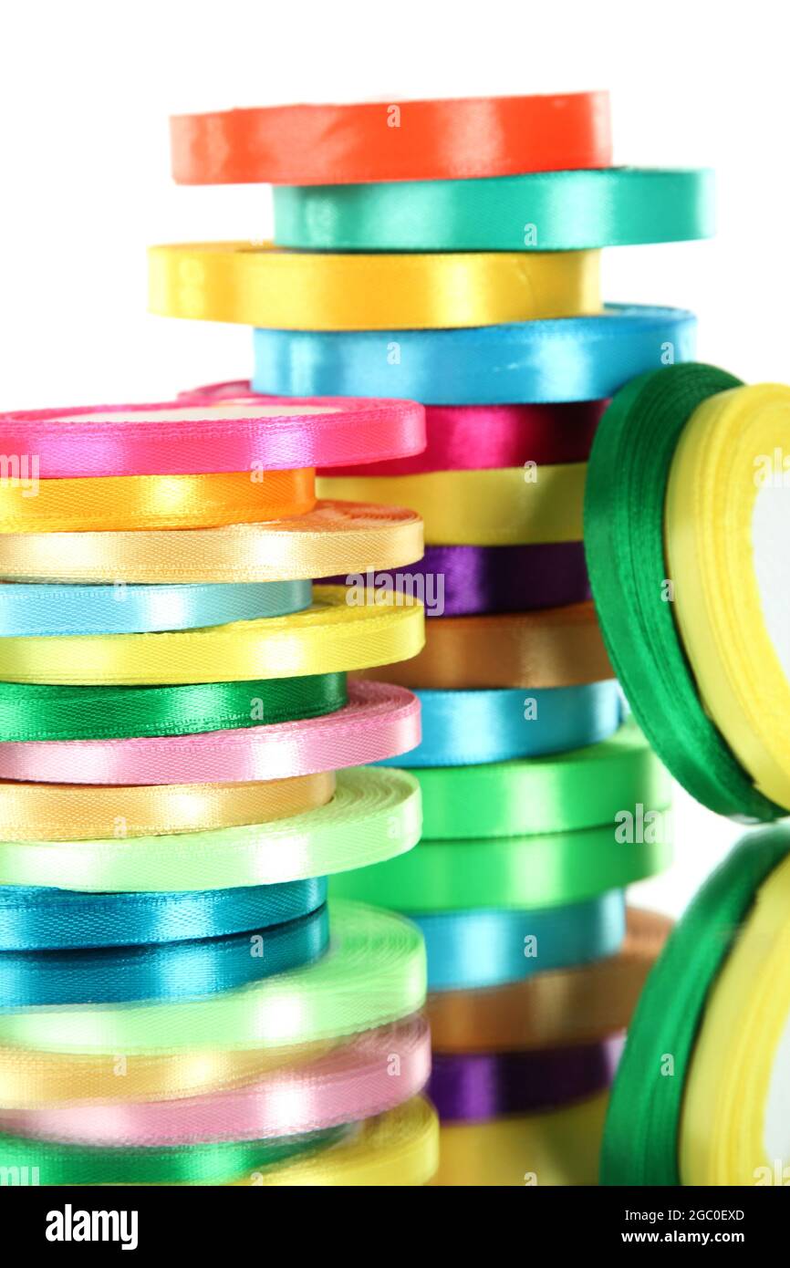 Many bright ribbons isolated on white Stock Photo - Alamy