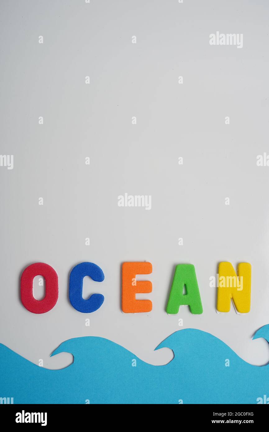 Word ocean written in colored alphabets,funny way to teach kids Stock ...