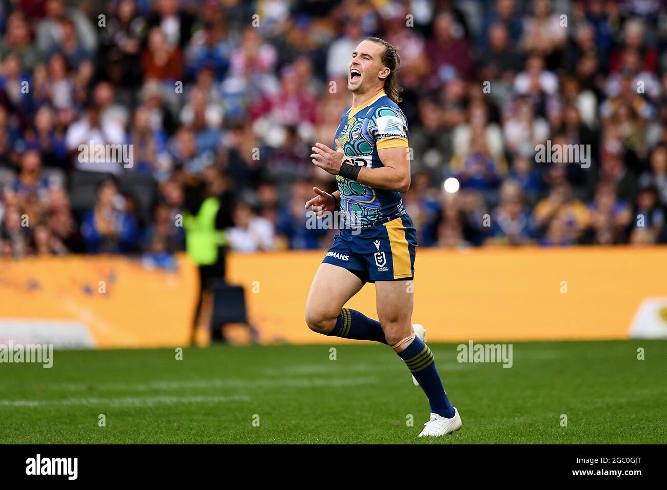 SYDNEY, AUSTRALIA - MAY 23: Clint Gutherson of the Eels runs on to the ...