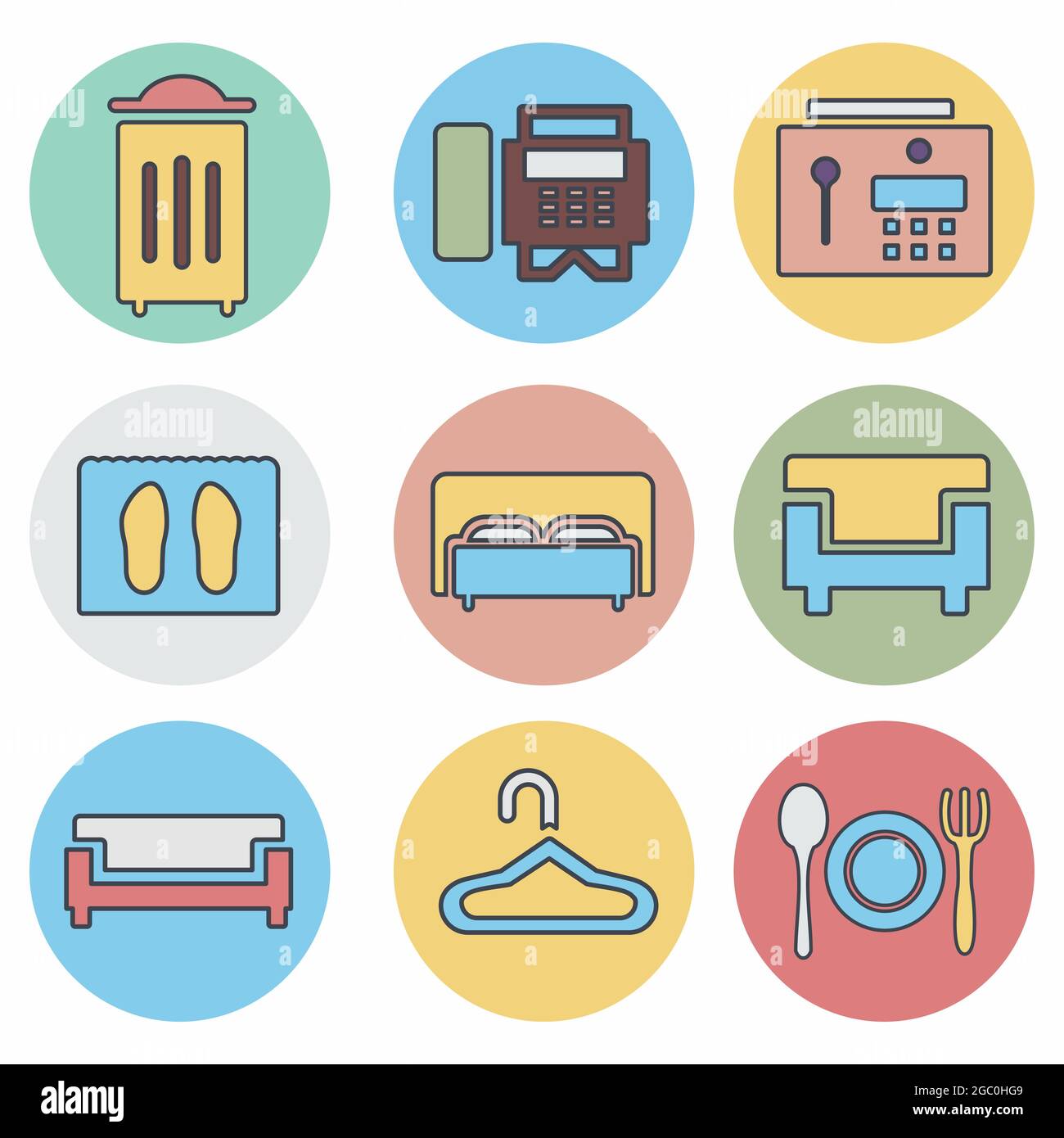 Vector Graphic of Hotel and Restaurant Set Icon Part 4 - Colour Mate ...
