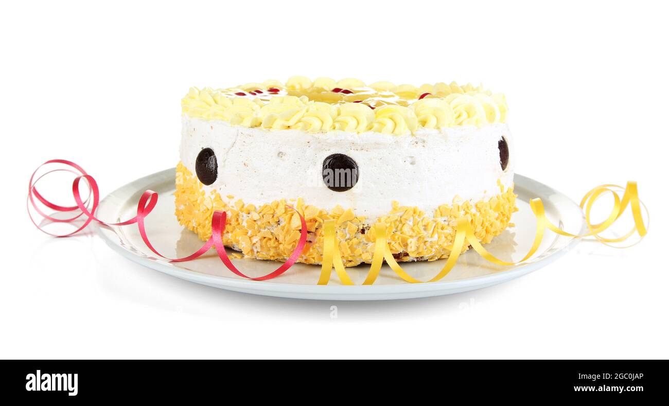 Tasty cake, isolated on white Stock Photo - Alamy