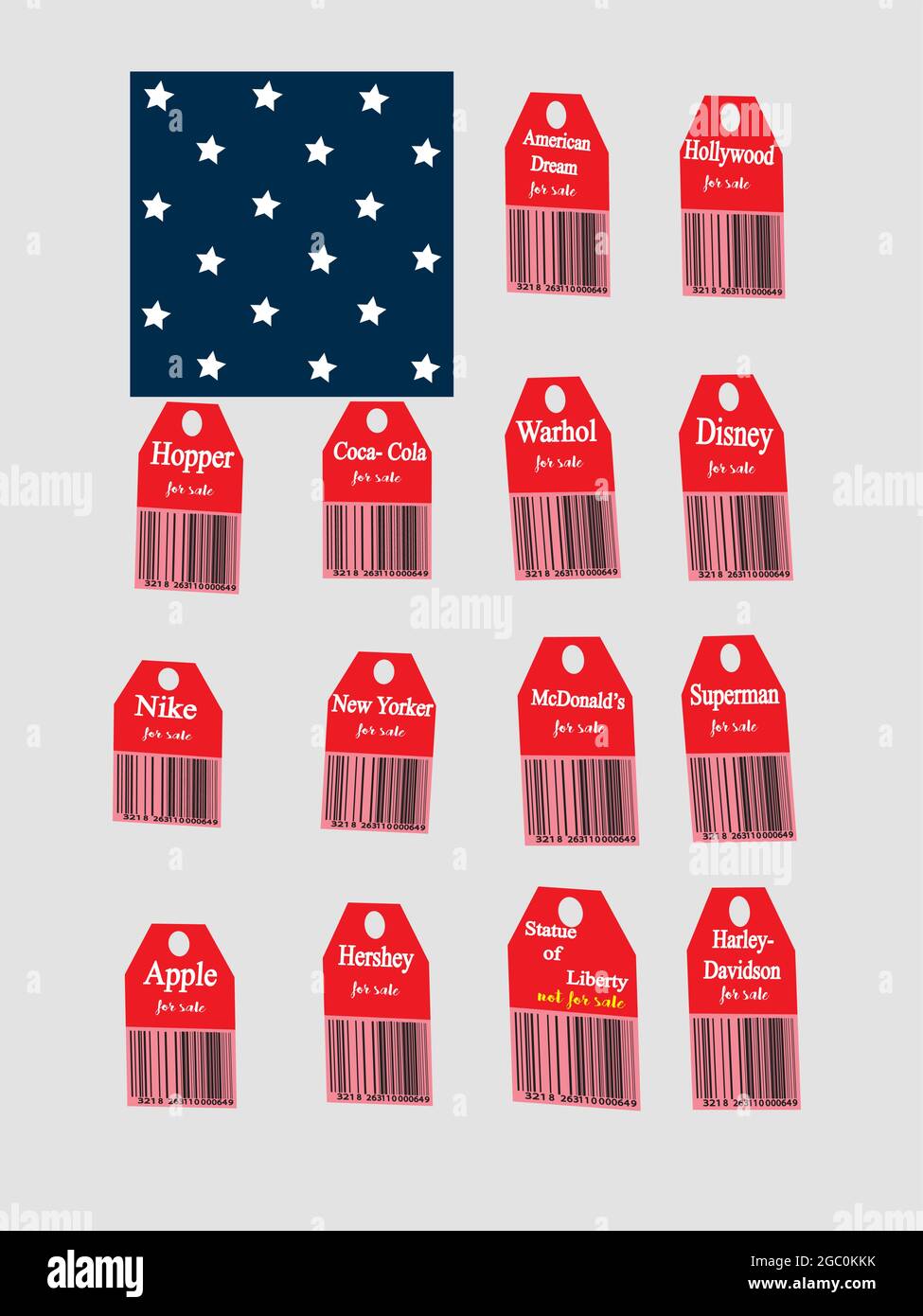 illustration of the american flag made of various coupons, isolate don ...