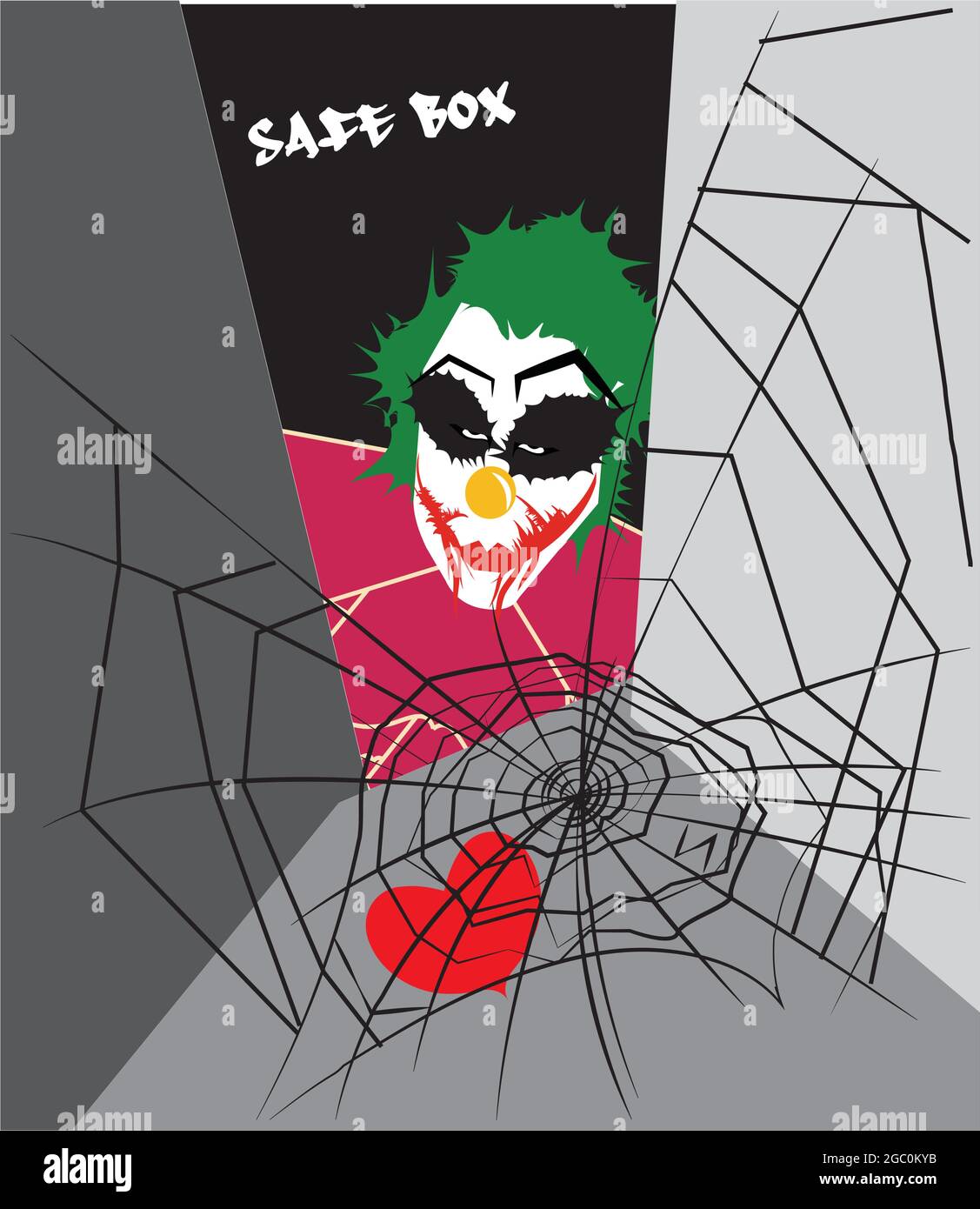 illustration of the joker looking in his safe box for his forgotten ...