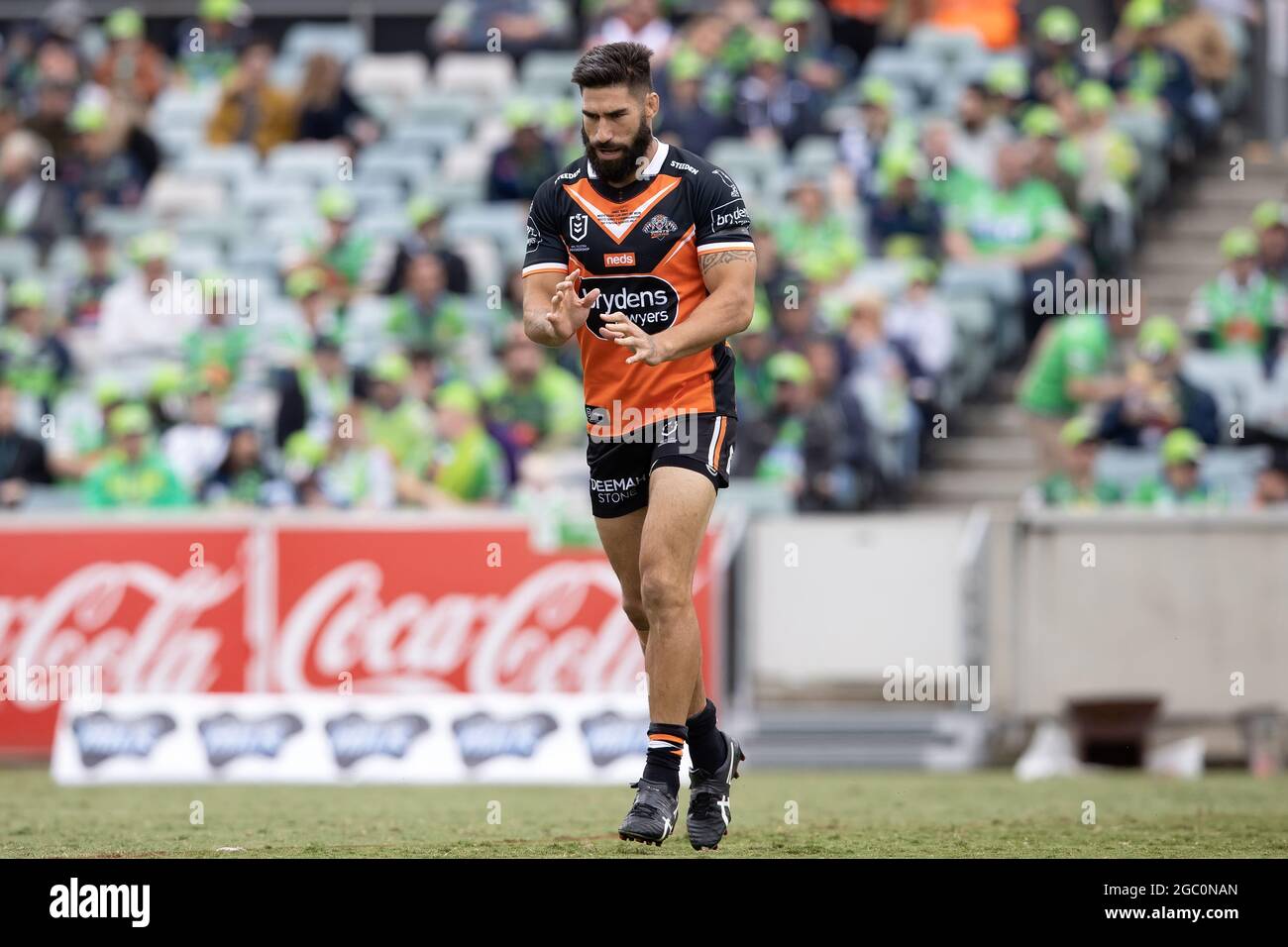 CANBERRA, AUSTRALIA - MARCH 14: James Tamou of the Tigers on debut ...