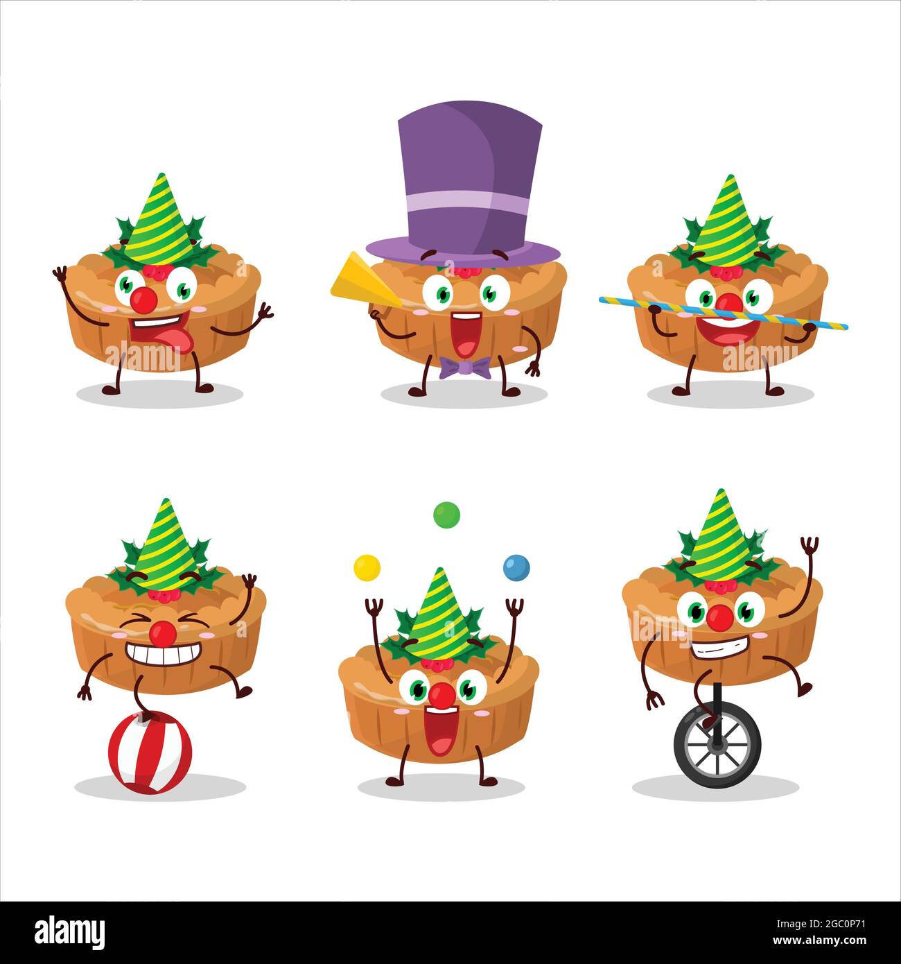 Cartoon character of pie christmas with various circus shows. Vector ...