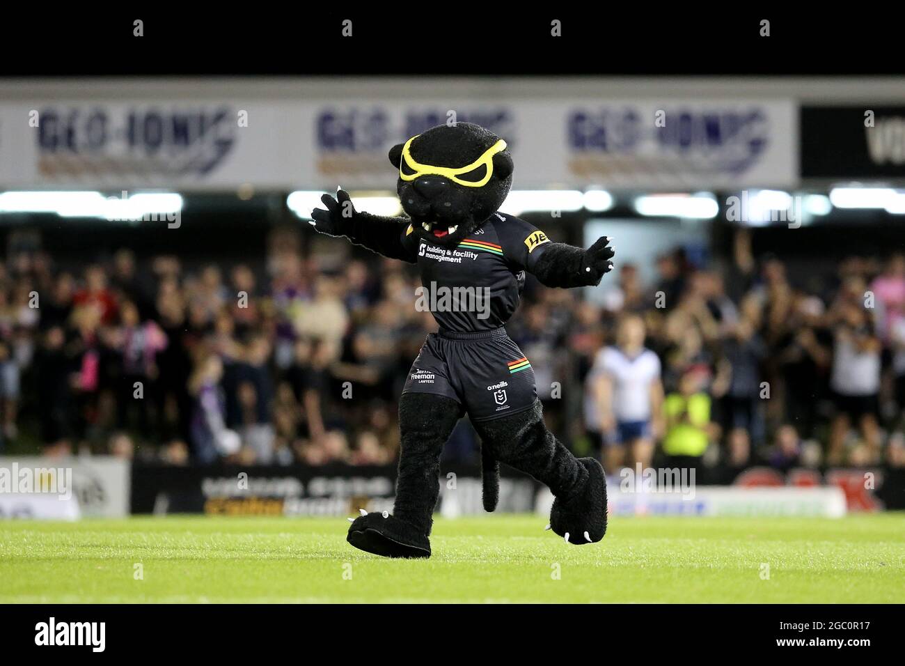 SYDNEY, AUSTRALIA - MARCH 25: Panthers mascot leasd the team onto the ...