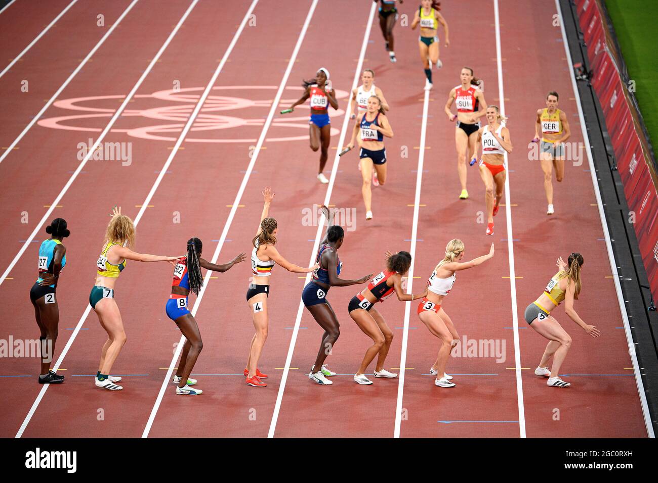The runners in action, right the German relay with Corinna SCHWAB (GER ...