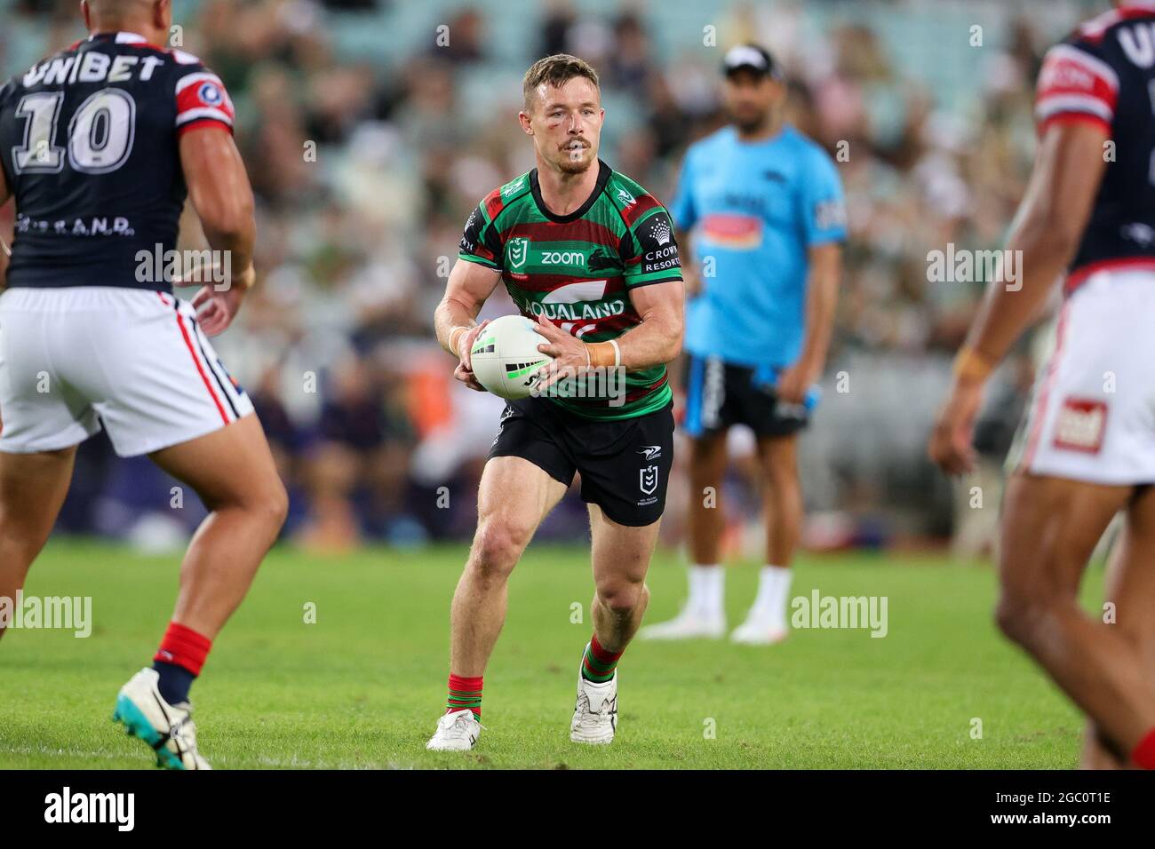 SYDNEY, AUSTRALIA - MARCH 26: Damien Cook of the Rabbitohs attacks ...