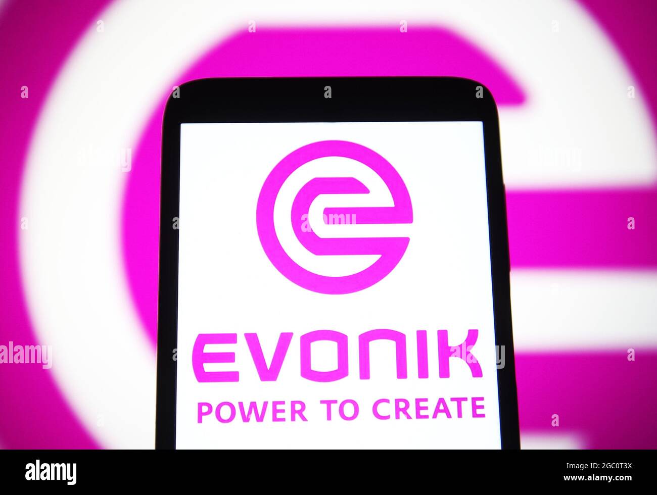 Ukraine. 6th Aug, 2021. In this photo illustration an Evonik Industries ...