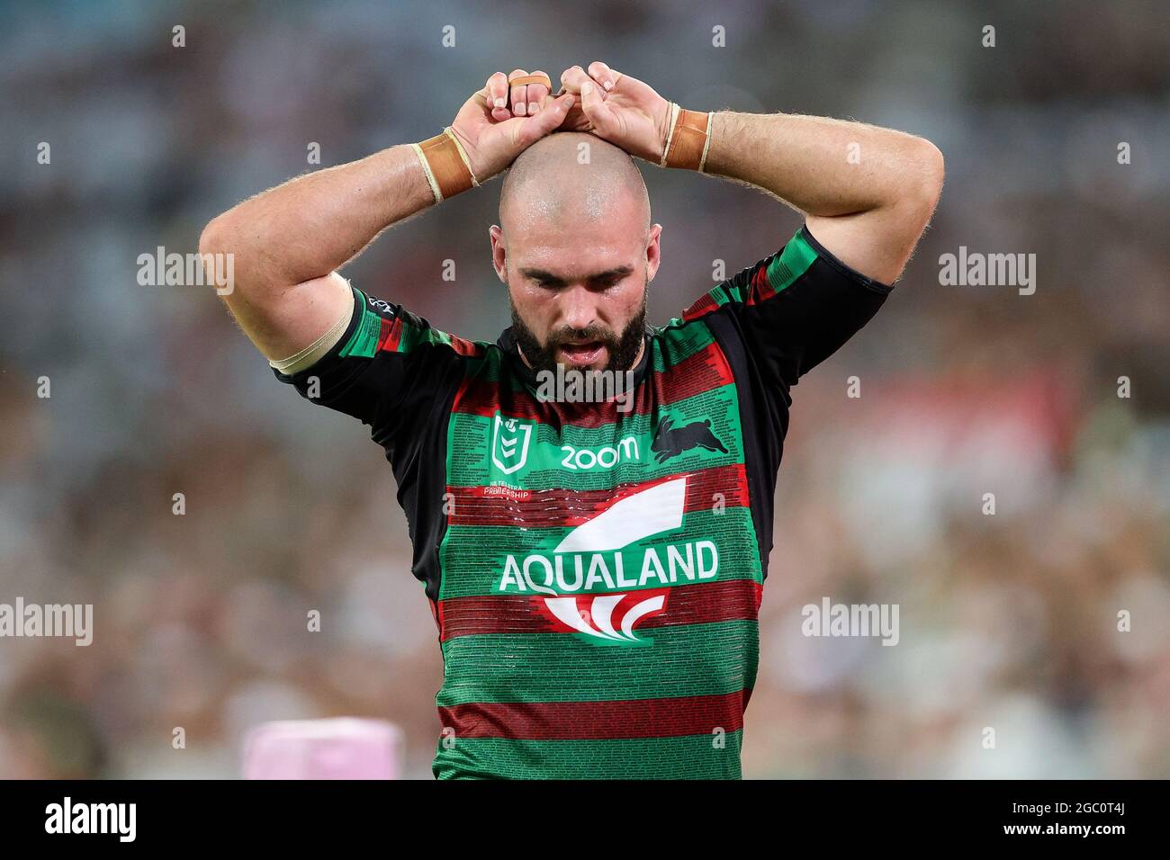 SYDNEY, AUSTRALIA - MARCH 26: Mark Nicholls of the Rabbitohs looks on ...