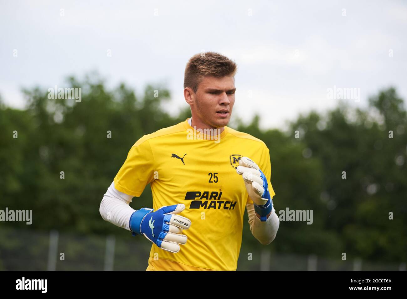 Kharkiv, Ukraine - August 5, 2021: Maksym Kovalenko. Open training before the football match of ...